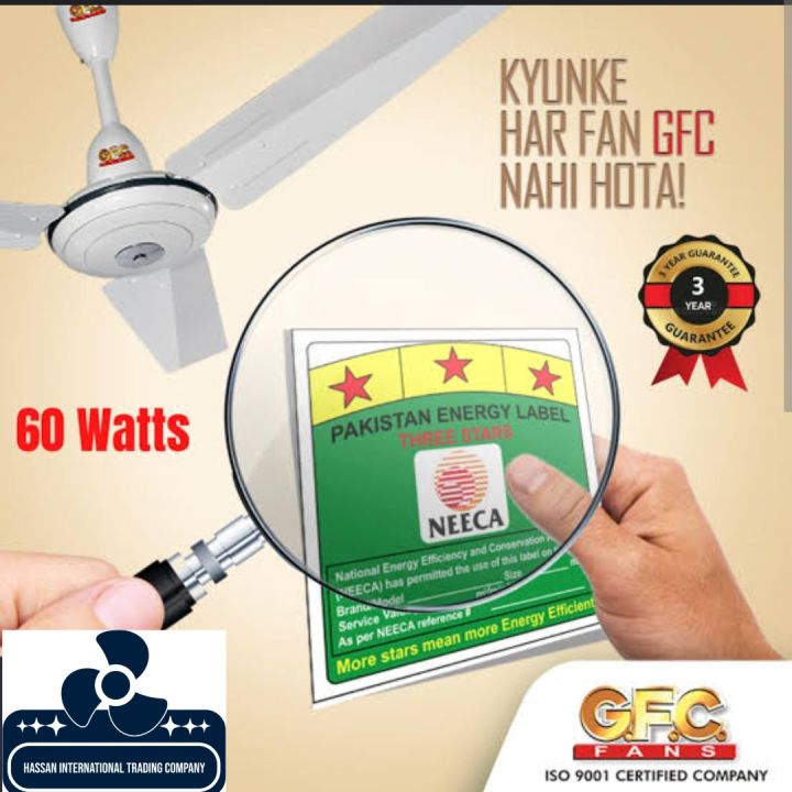 GFC fans ceiling fan energy saver Deluxe Plus 50 Watt model High speed 100% Pure Copper Wire ...