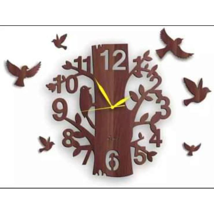 3d BirdsWooden Tree Wall Clock Tree Branches & Modern Bird Design ...