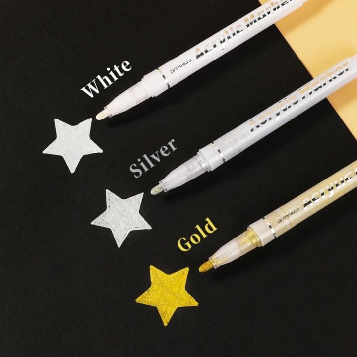 School Stationery High-gloss Painting Graffiti Pens Waterproof Ink 1mm Acrylic Paint Pen Water ...
