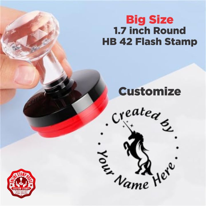 1.7 inch round Crystal Handle Flash Stamp machine Hb 42 logo stamp ...