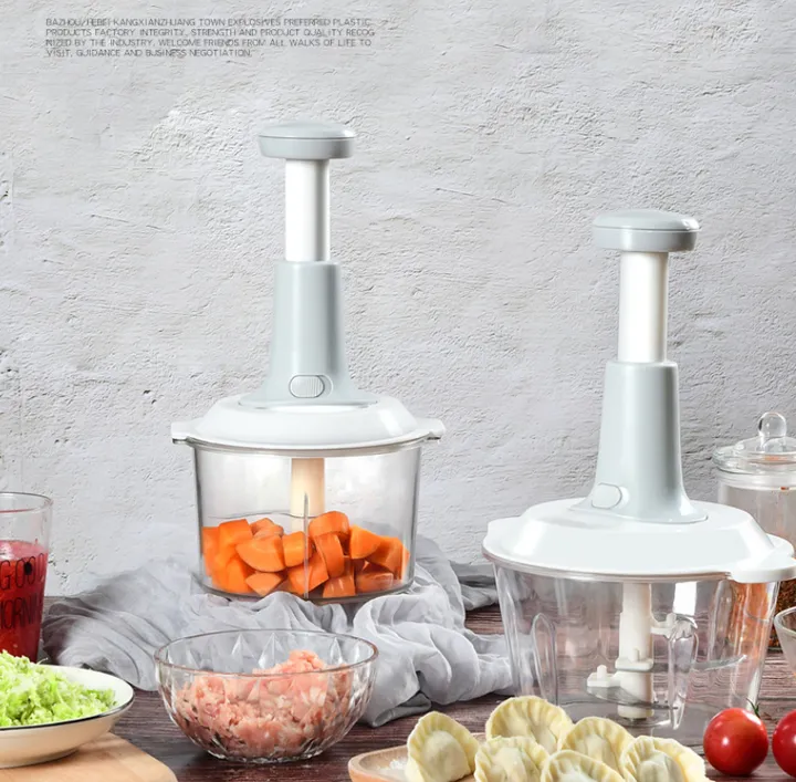 Manual Hand Press Processor Chopper Meat Grinder 1.5 L Press Start ...