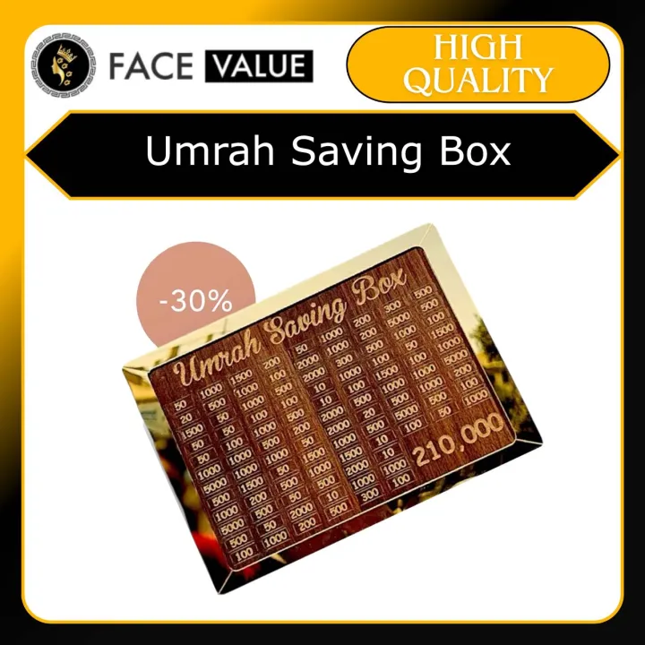 Face Value Umrah & Hajj Saving Box 280 Days Wooden Money Box with ...