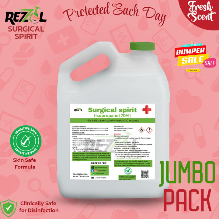 Rezol Surgical Spirit 5ltr - IPA 70% - Floor Disinfectant - Surface ...