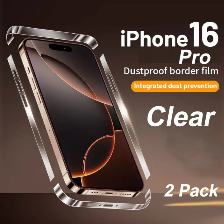 2 Pcs Apple iPhone 16 Pro (6.3) Sides Border Clear Soft Skin Sheet Side ...
