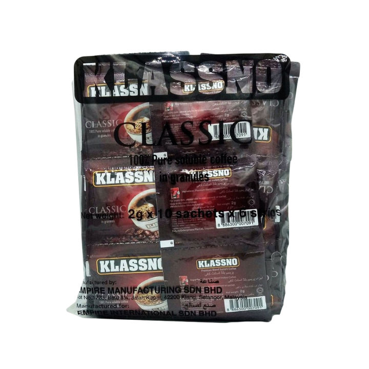 Klassno Classic Coffee 100% Pure soluble Coffee in granules 1.5gm x 60 ...