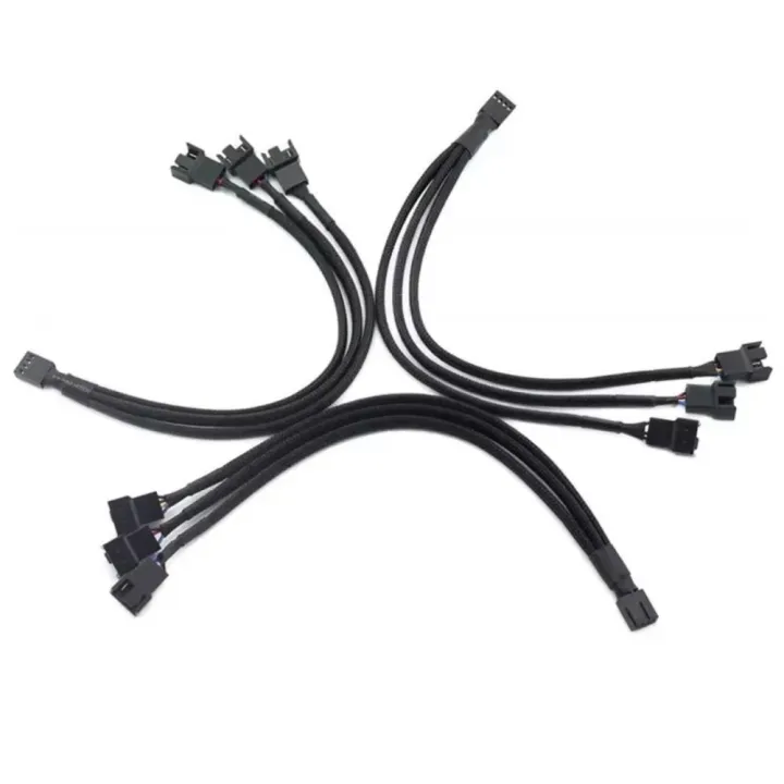CPU Fan Wire Male To Female 4 Pin Pwm Fan Cable Black Sleeved Braided ...