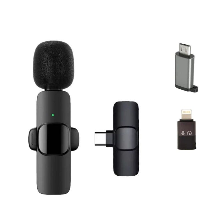 K8 Single and K9 Dual Wireless Lavalier Microphone Plug and Play Noise Reduction for Android iOS ...