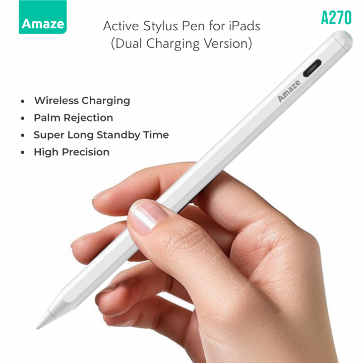 Amaze A270 Active Stylus Pen for iPads with Wireless Charging Palm ...