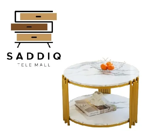 Modern Center Table Round Simple End Tables with 2-Tier Storage Shelves ...