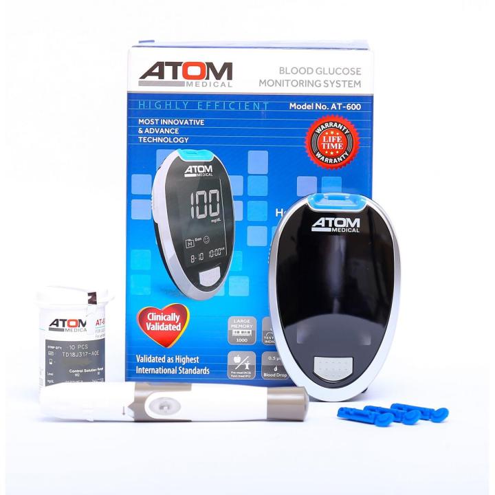 Life Care Atom Blood Glucose Sugar Test Meter Kit Glucometer Diabetes ...