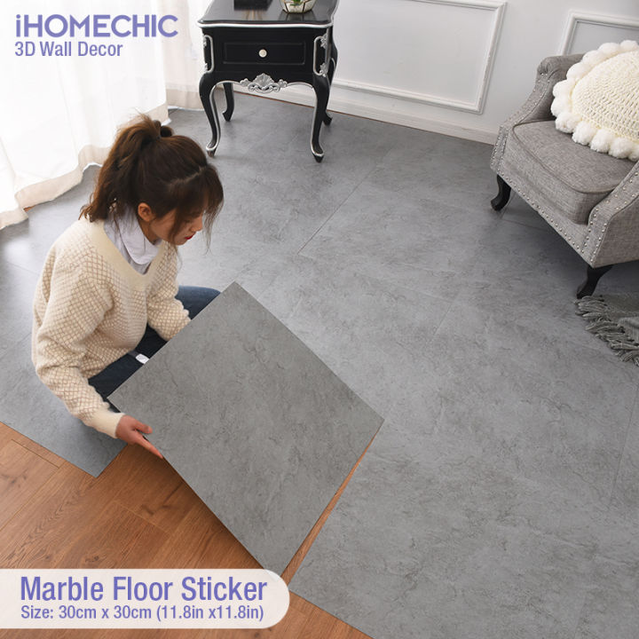 Simulated Marble Tile Floor Sticker PVC Waterproof Self-adhesive for ...