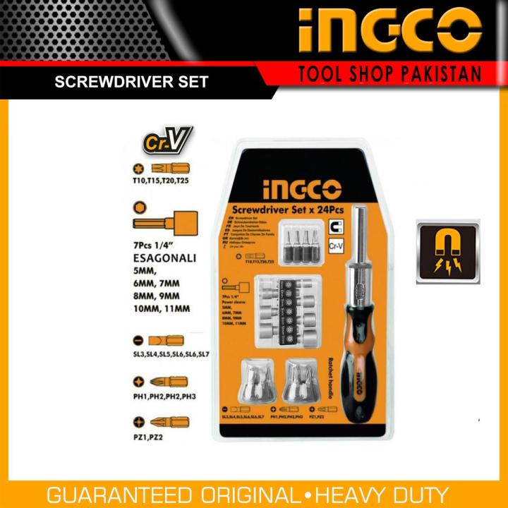 Ingco 24 pcs Ratchet Screwdriver and Socket Set - ( A-T ) | Daraz.pk