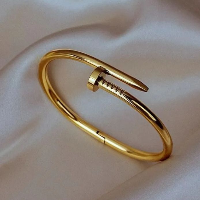 Classic Brand Nail Open Bangles Female Simple Trendy Bracelet Stainles ...