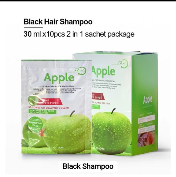Apple Hair Color 72 Natural Black Ammonnia Free Sachet Packing 30ml ...