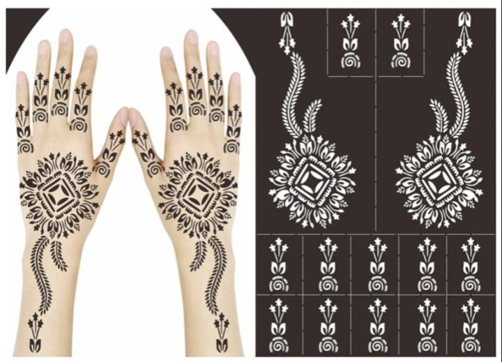 Beautiful Mehndi Henna Design Stickers Stencils , New Mehendi Stickers ...