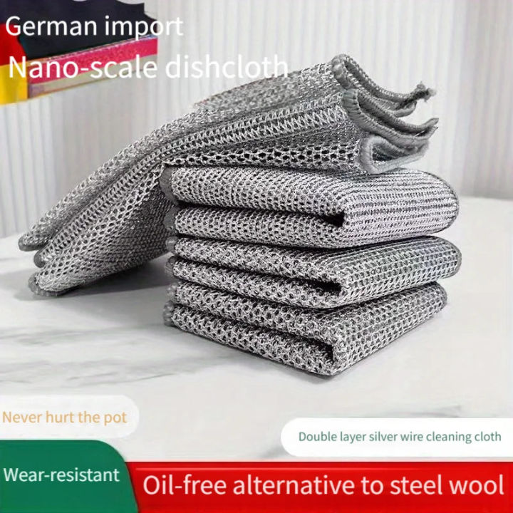 Silver rag single and double side kitchen cleaner instead of steel ball ...