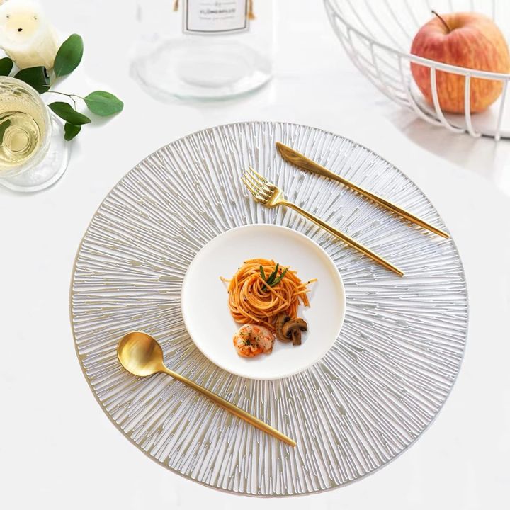 Premium Round Table Mat | Modern Silver Placemats for Dining Table ...
