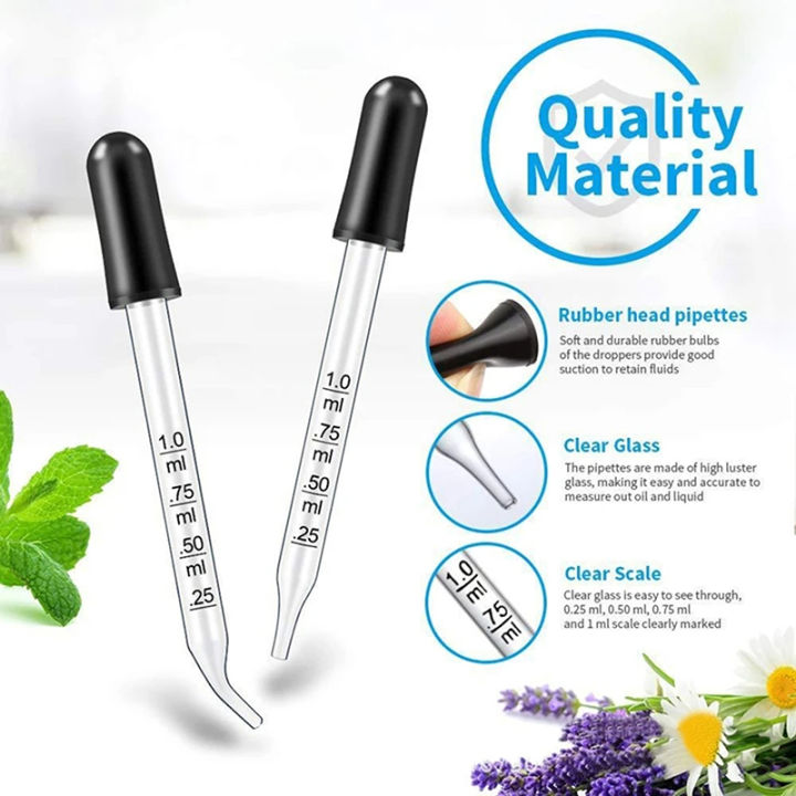 1ml Glass Scale Dropper Rubber Head Scale Pipette Dropper Essential Oil ...