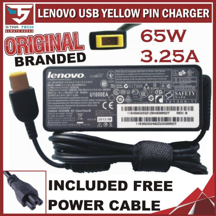 Genuine Lenovo Square Pin Laptop Charger 20V 3.25A (65W) - Fast ...
