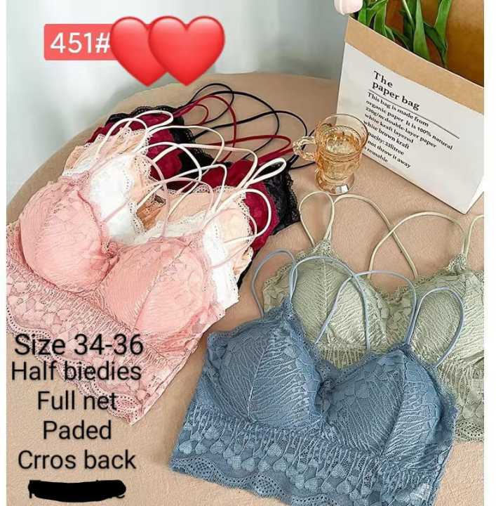 Elastic Strap Lace Net Bra with removable soft padded for Girl's and ...