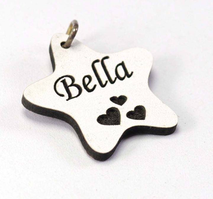 White Star Shape Hearts Dog ID Tag Personalized Pet Cat Name Tags ...