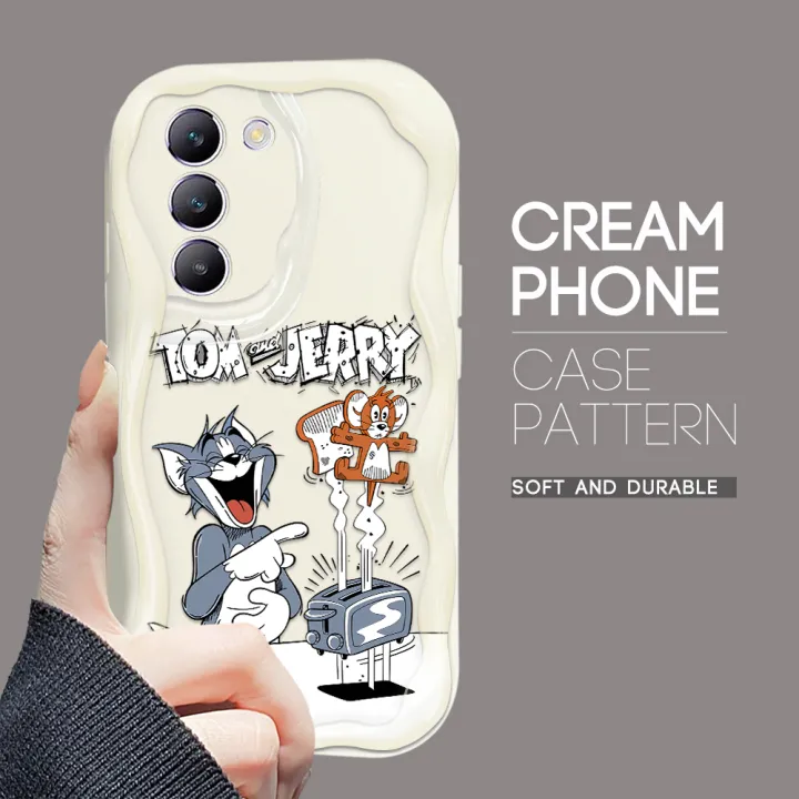 YYDS for Vivo Y100 Back Cover Tom and Jerry Case Cream Texture Wavy Edge Soft Silicone Mobile ...