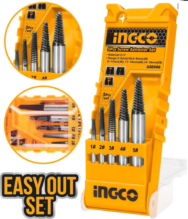 Ingco 5 Pcs Screw Extractor Set ASE008 | Daraz.pk