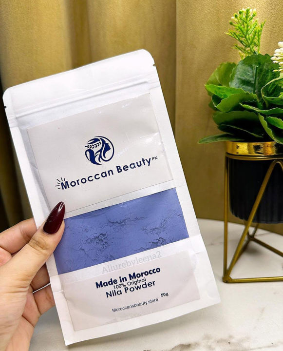 Moroccan Blue Nila Powder – 50g | Natural Face Mask for Brightening ...