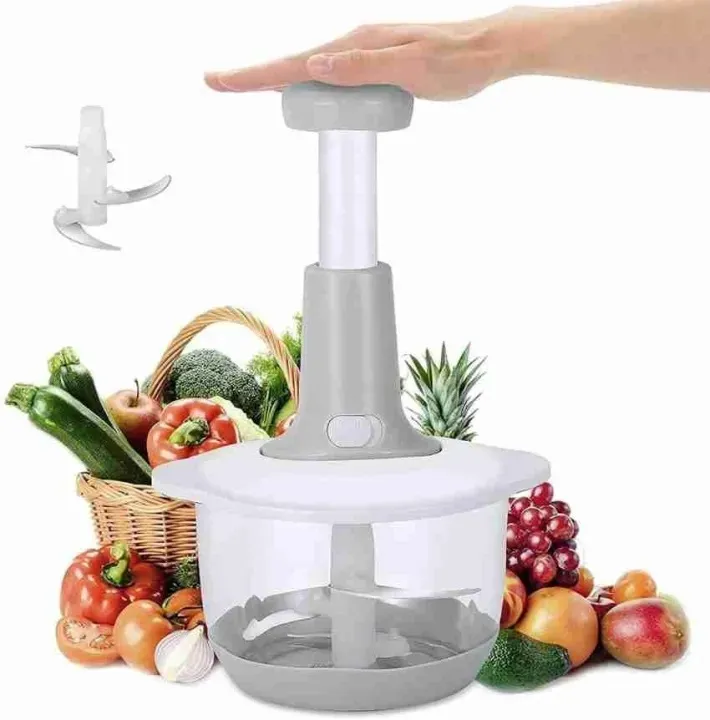 Easy Pull Speedy Food Chopper (1500ML) with 3 Curved Steel Blades ...