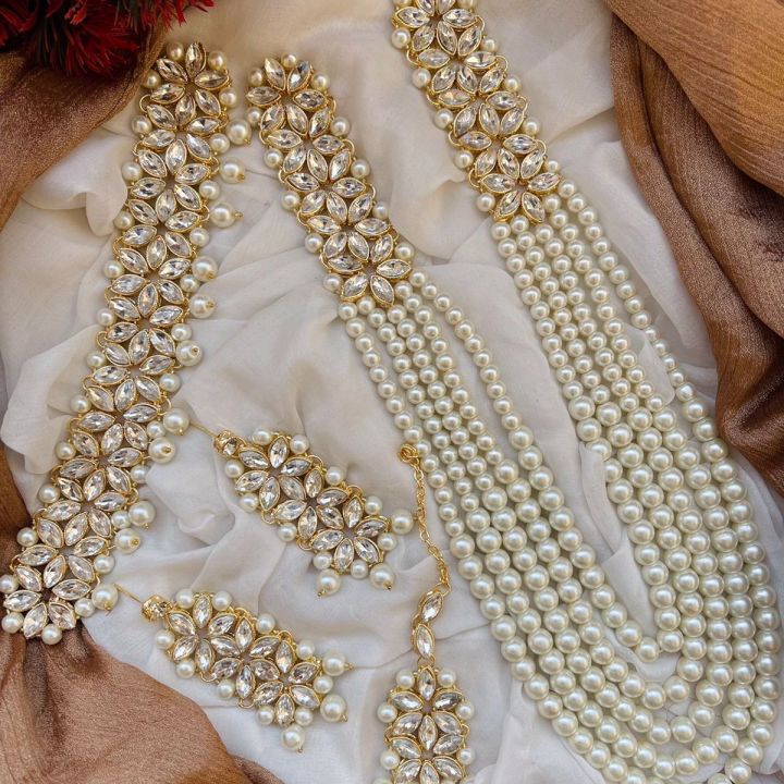 KUNDAN 5 LAYER MOTI MALA WITH CHOKER SET | Daraz.pk