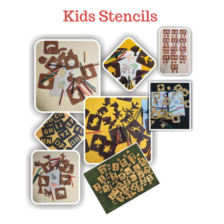 kids wooden drawing stencils | ABC stencils for kids | Wooden Stencils ...