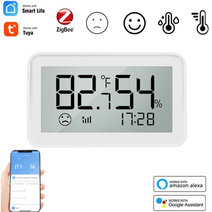 TUYA Zigbee Temperature and Humidity Sensor Battery Power With LCD Screen Display working with ...