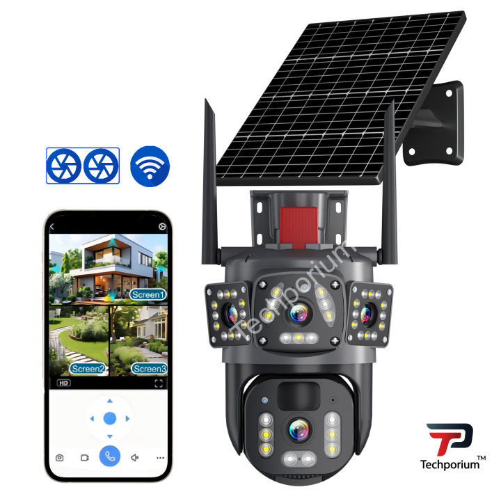 Smart 12MP Solar 4G Dual Lens IP CCTV Camera | 360 PTZ Wireless Outdoor ...