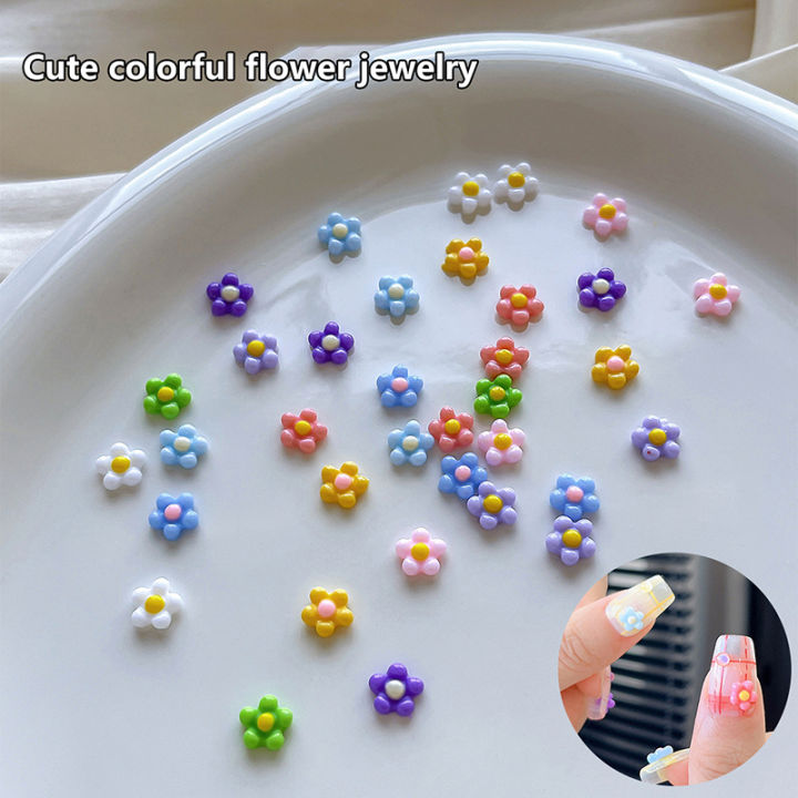 50pcs Small Flower 3D Nail Decoration Charms Nails Accessories Manicure ...