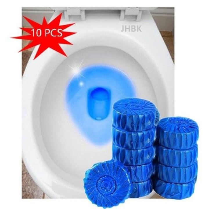 10 Pcs Blue Toilet Cleaner Tablets – Automatic Flush Tank Bowl Cleaning ...