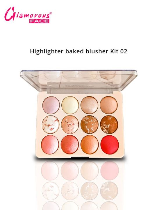 Glamorous Face 12 Color Highlighter & Blush On Palette | Daraz.pk