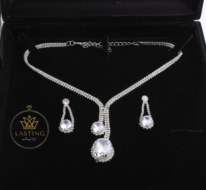Silver Crystal Drop Necklace Set for Women – Trending Wedding Jewelry ...