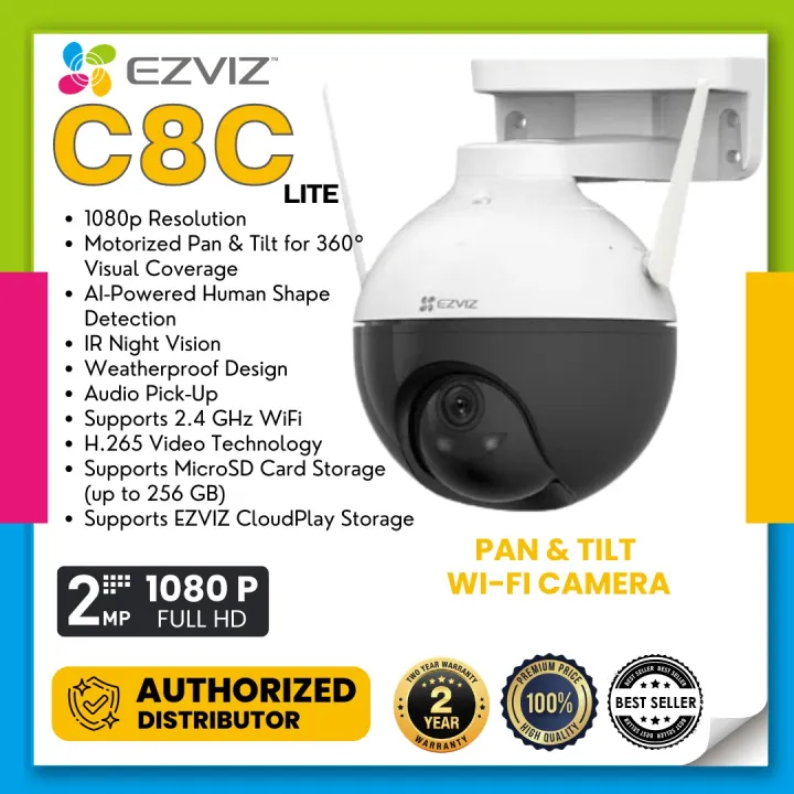 EZVIZ C8C Lite - Outdoor Smart Wi-Fi Pan & Tilt Camera- 2MP 1080P Smart ...