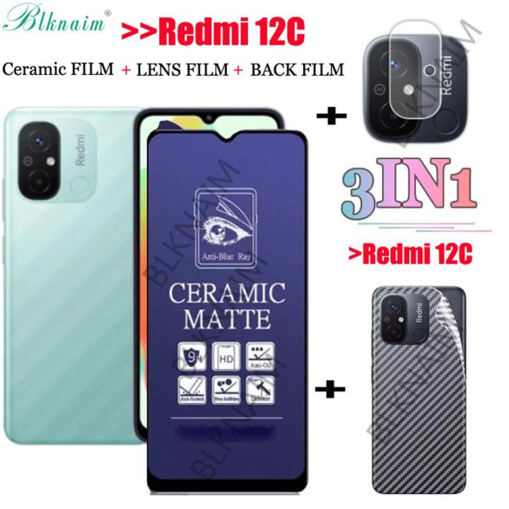 BLKNAIM (3IN1) For Redmi 12C Full screen matte Anti blue light ceramic ...