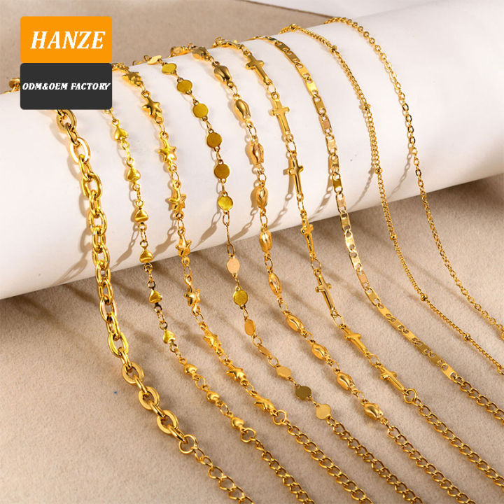 Nickel Free Cuban Link Curb Chain Pvd 18k Gold Rope Box Snake Figaro ...
