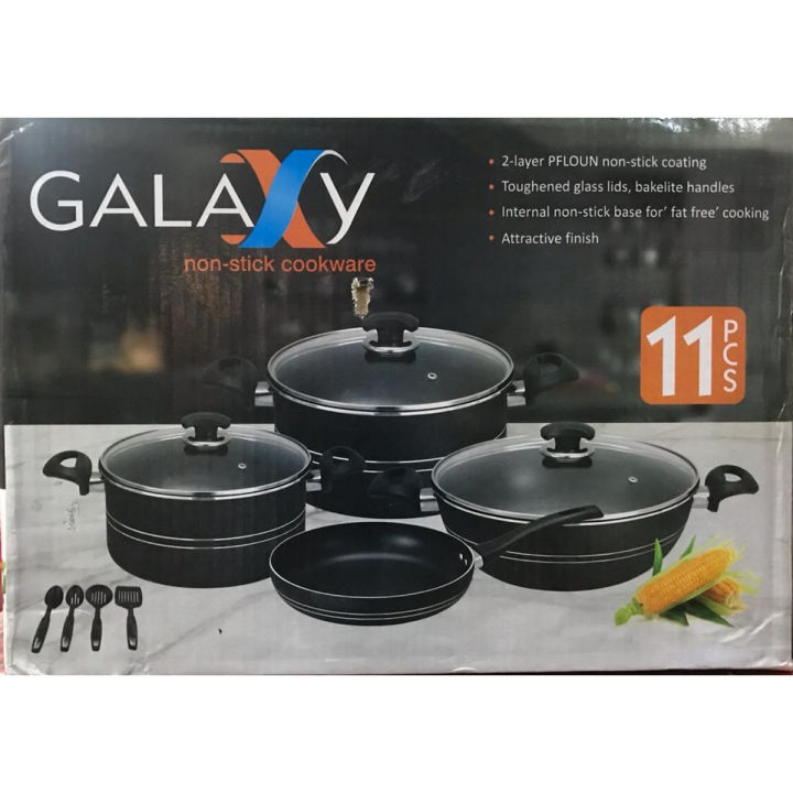Galaxy Gift Pack Cookware Set - 11 Pieces - Non Stick Coating | Daraz.pk