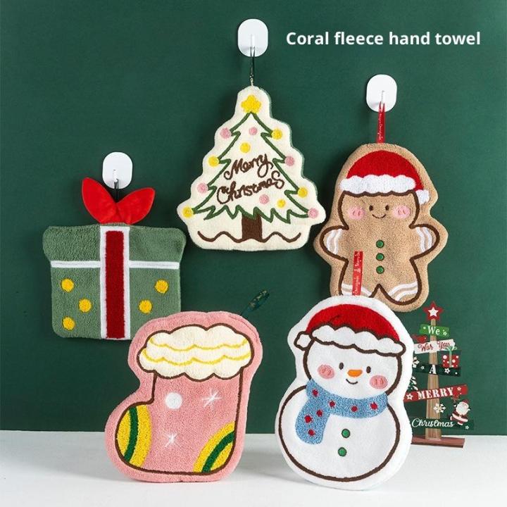 Christmas Hand Towel Cartoon Gingerbread Man Snowman Socks Christmas ...