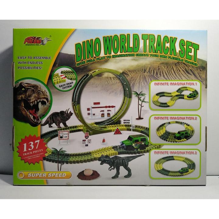 Dino world track set - Super speed jeep – Speed Track set - LED Lights ...
