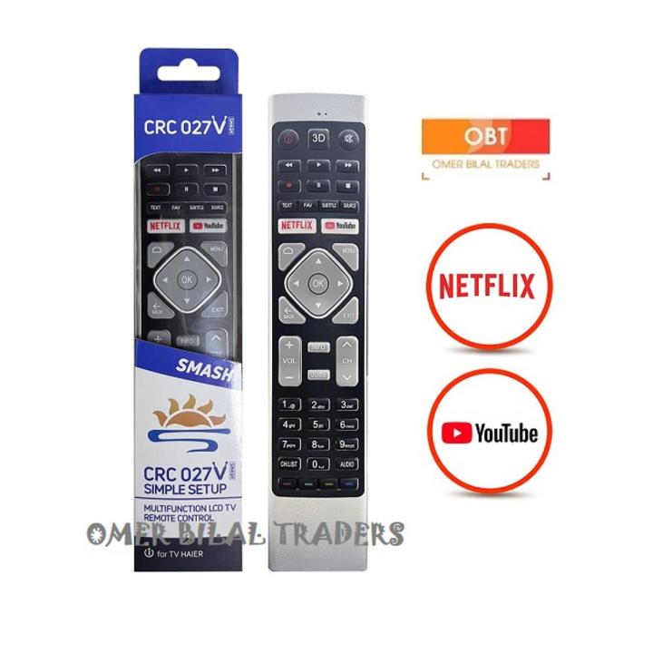 Haier Smart Led Tv Remote Control With Netflex And Youtub Button Without
