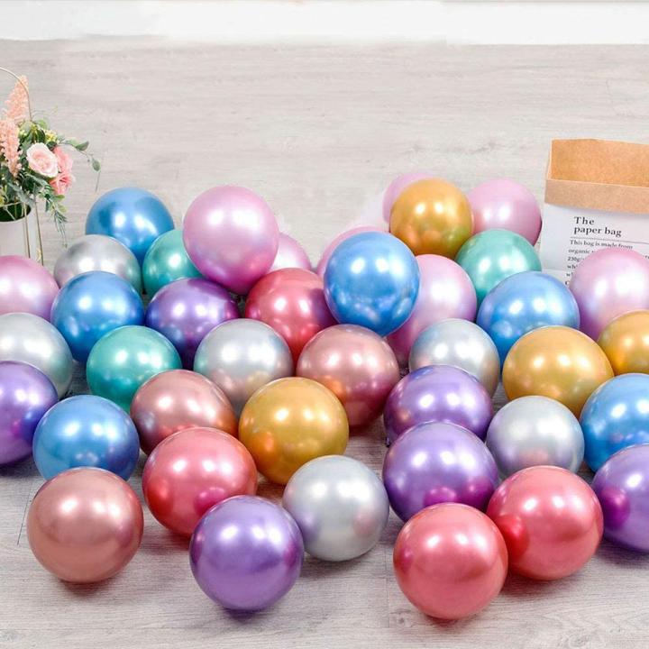 Pack of 50 Large Metallic Shiny Balloons for Birthday Decorations ...