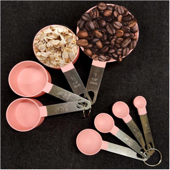 Measuring Cups and Spoons Set of 8 Pieces，Nesting Measure Cups with ...