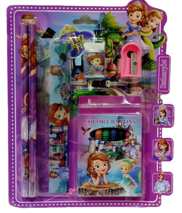 STATIONERY SET MIX CHARACTERS WITH CARYON COLORS FOR KIDS / STATIONERY ...