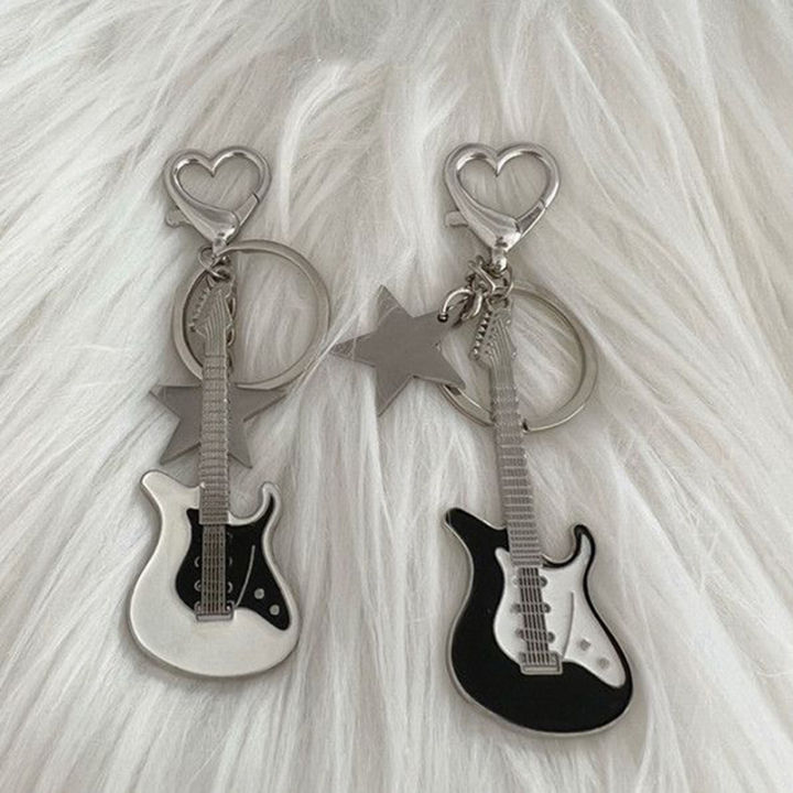 Y2k Guitar Love Heart Star Key Chain for Women Sweet Cool Trend Fashion ...
