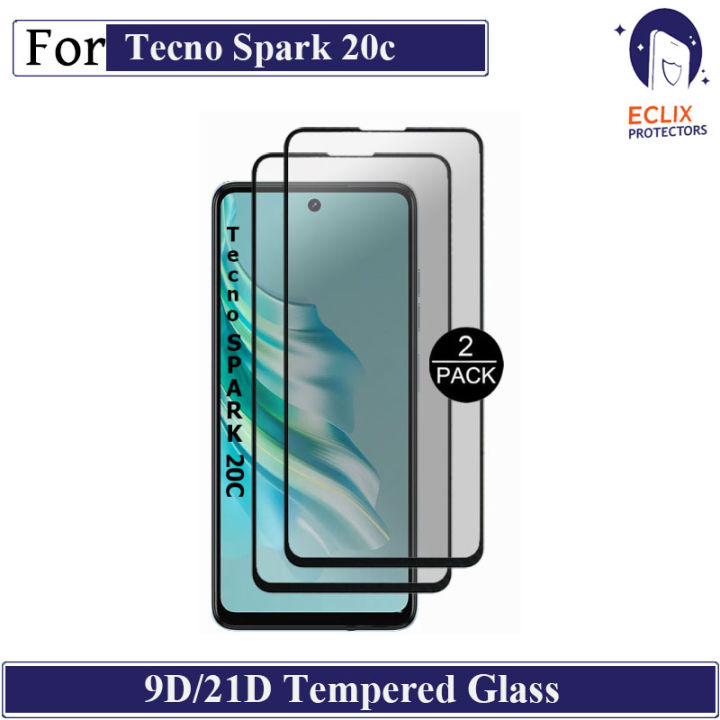 ECLIX 2 Pcs 9D 21D Tempered Glass ForTecno Spark 20C Screen Protector ...