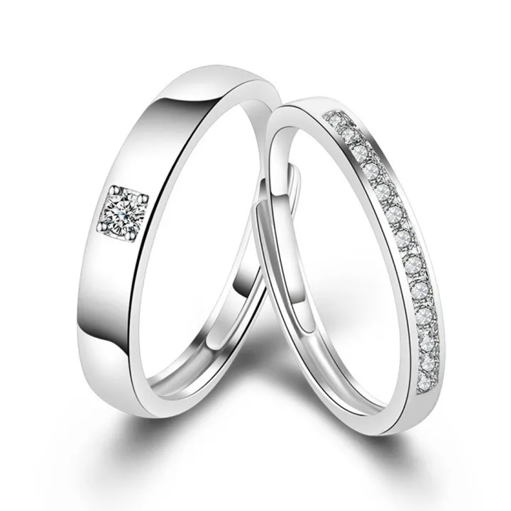 Anillos De Pareja Platinum Plated Couple Rings for Men Women CZ Diamond ...